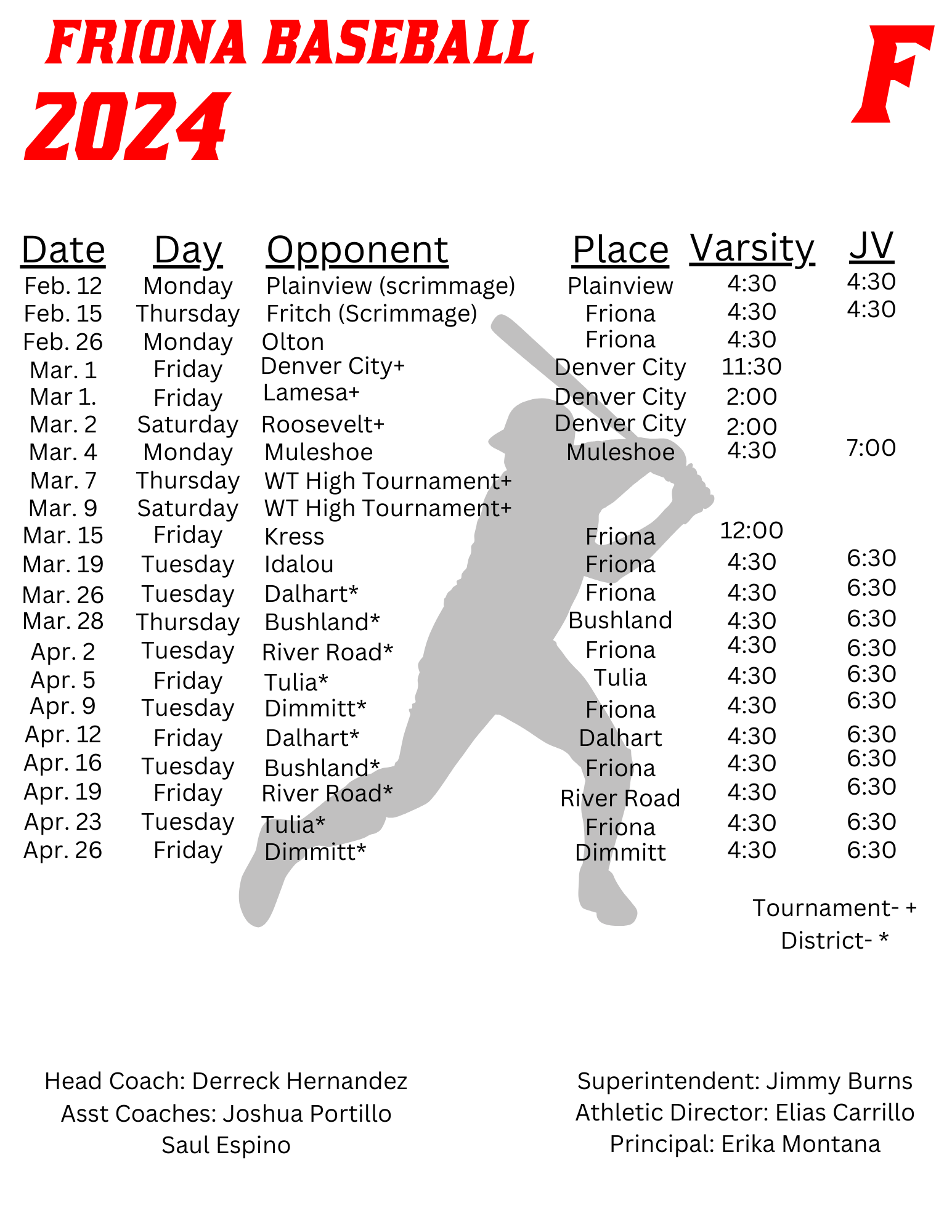 Friona Star Forms & Schedules